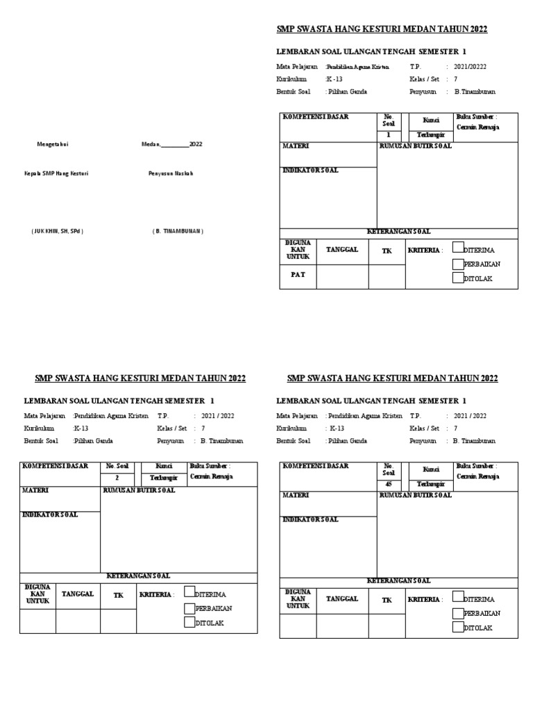Format Uts SMP (Baru) 2023 | PDF