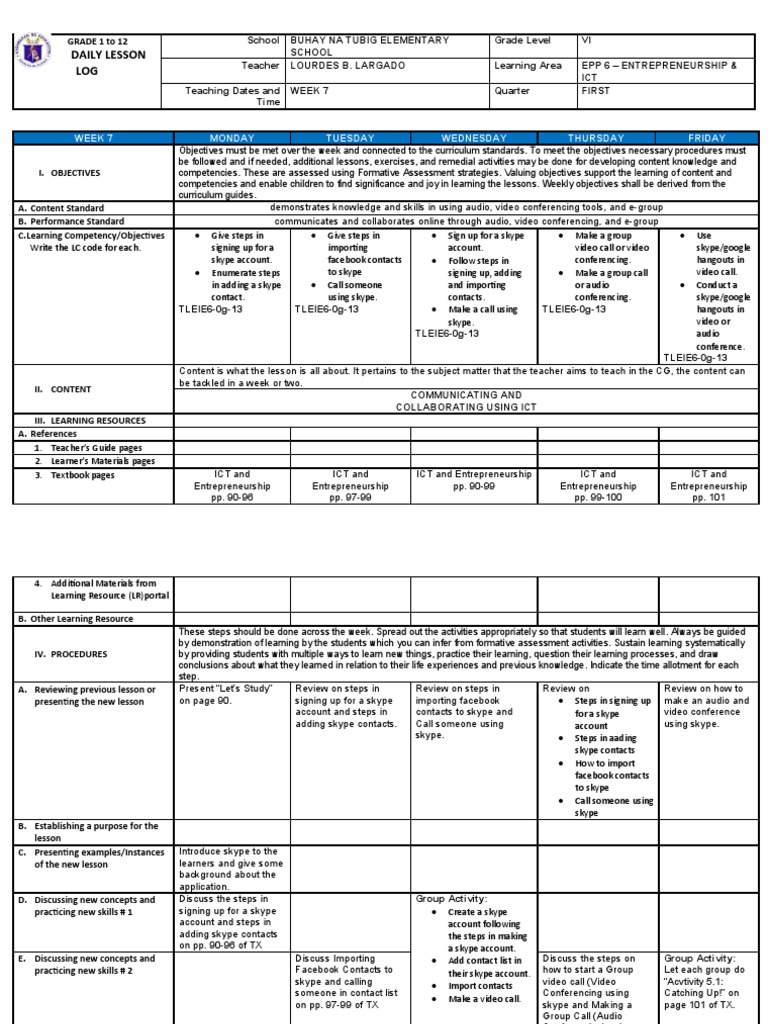 DLL Week 7 Tle Ict | PDF | Educational Technology | Learning