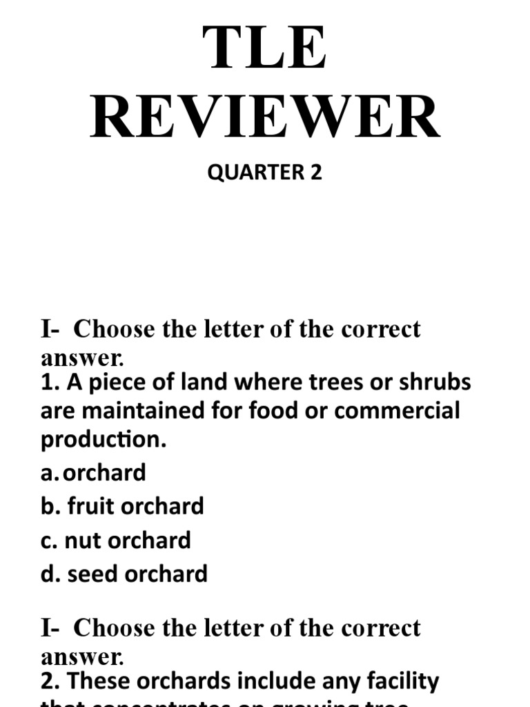 TLE REVIEWER part 2.pptx | PDF | Orchard | Manure