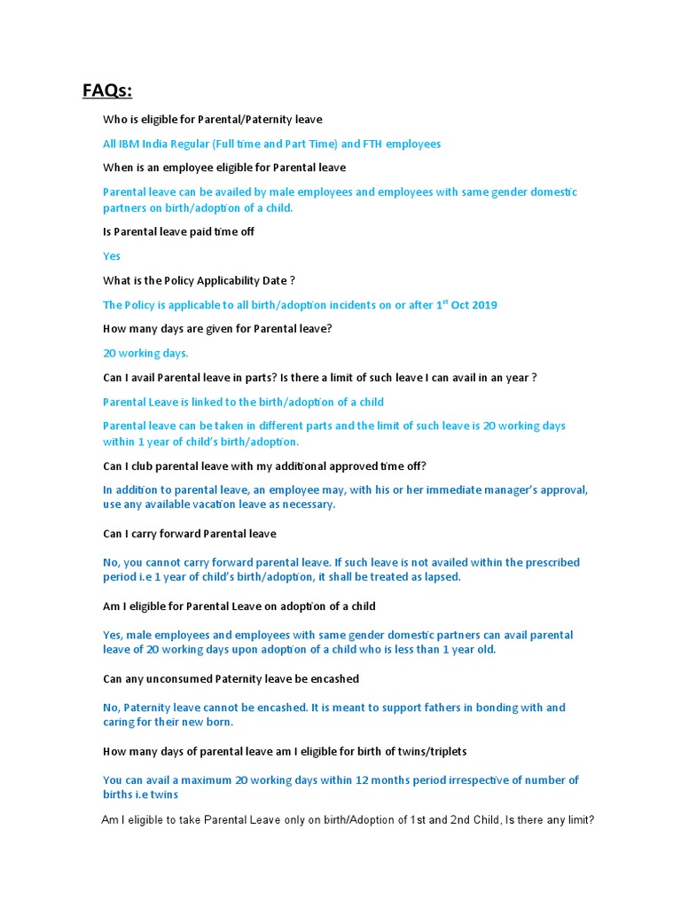 IBM India Parental Leave Policy Overview | PDF | Business