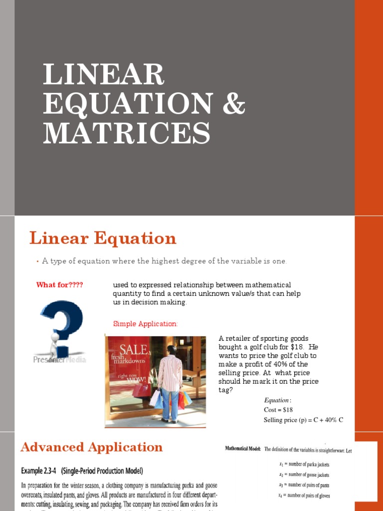Linear Equation Matrices PDF | PDF | Matrix (Mathematics) | Algebra