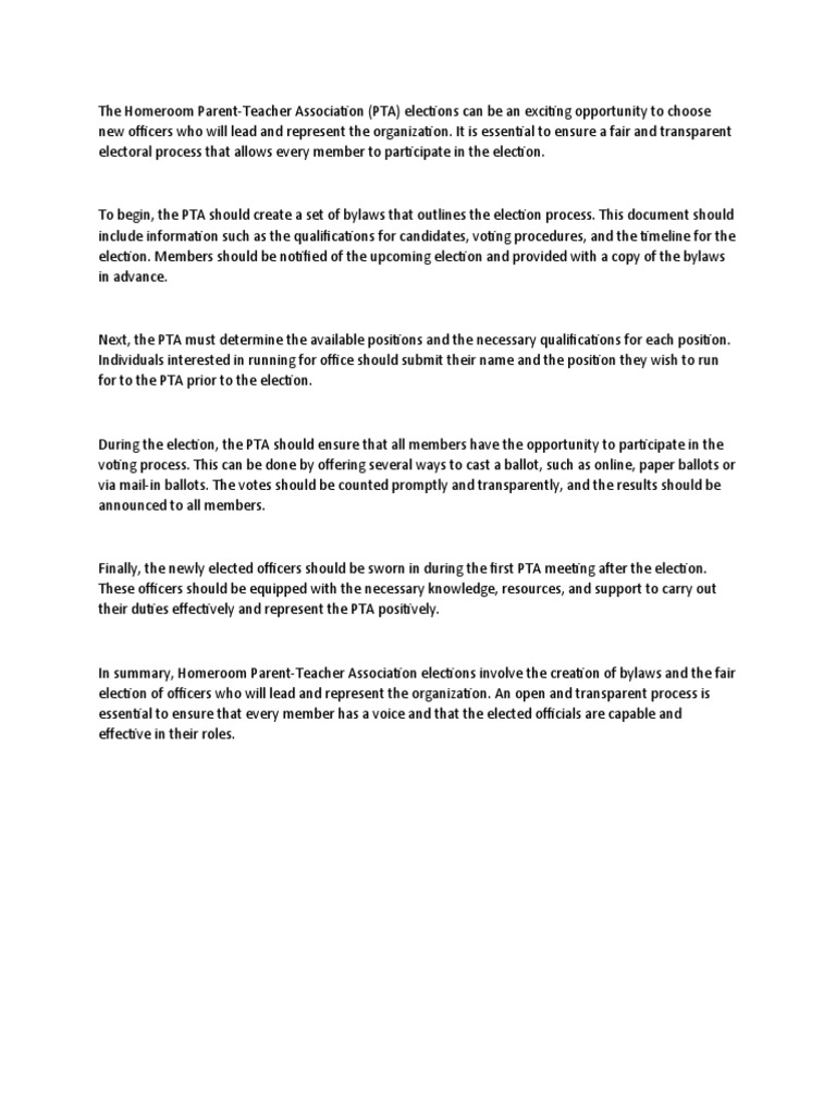 PTA Election Process Guide | PDF