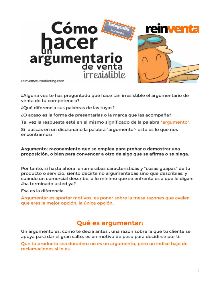 Cómo Hacer Un Argumentario de Venta Irresistible | PDF | Cliente | Mercado (economía)