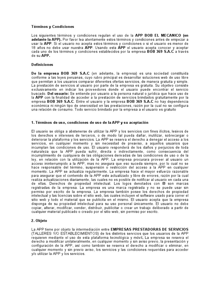 Terminos y Condiciones App | PDF | Aplicación movil | Red mundial
