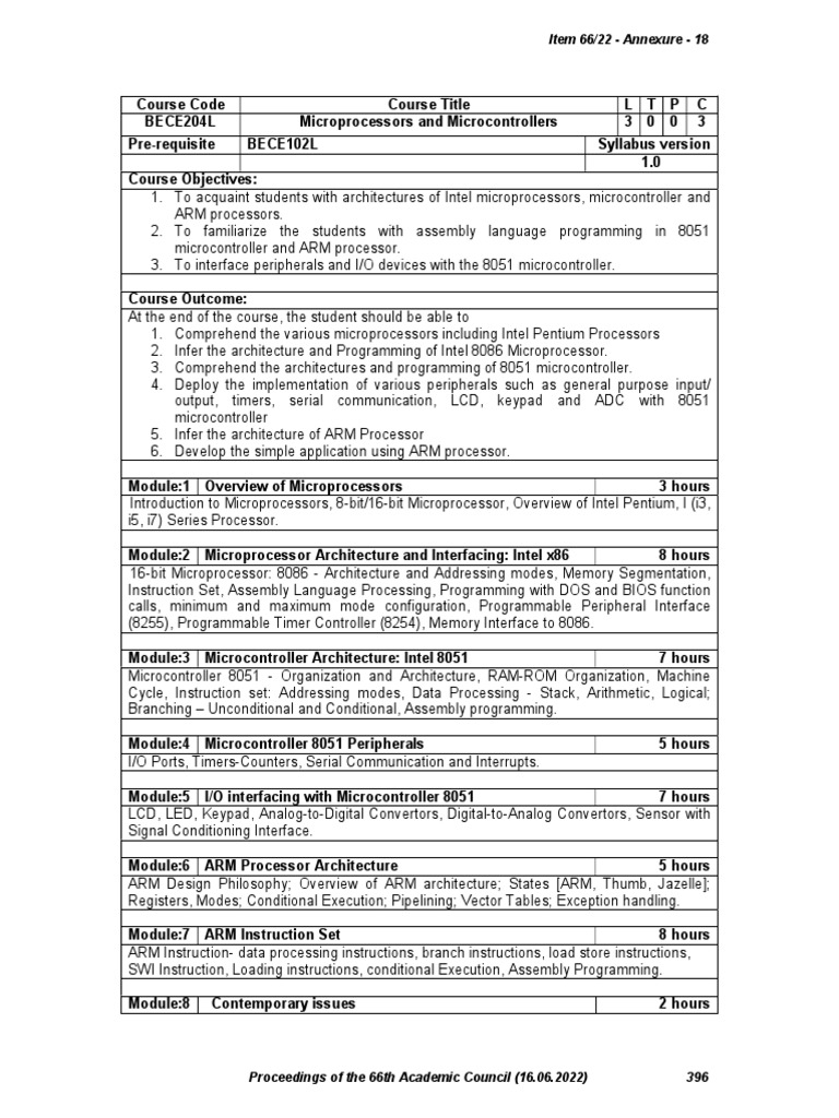 Syllabus | PDF | Microcontroller | Central Processing Unit Syllabus | PDF | Microcontroller | Central Processing Unit