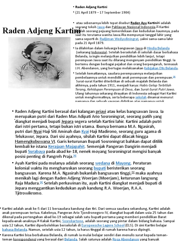 Biografi Raden Adjeng Kartini | PDF | Ilmu Sosial