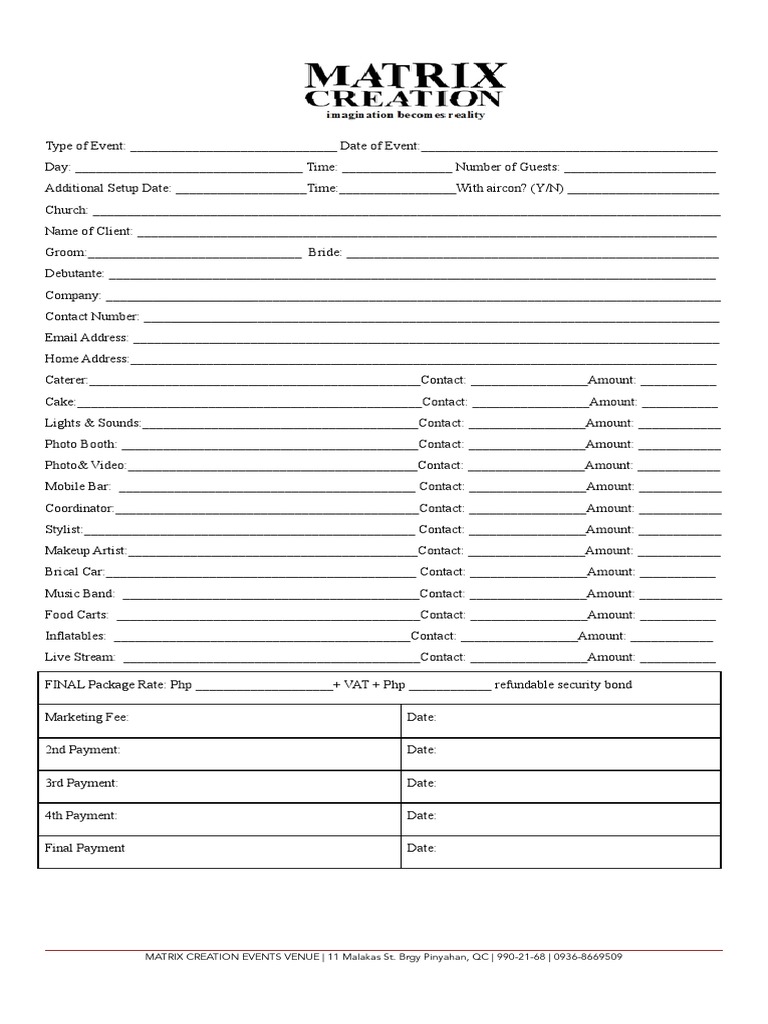 Matrix Creation Events Venue Contract 2023 | PDF | Private Law