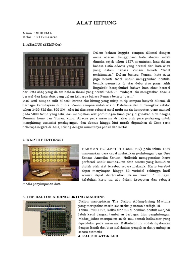Alat Hitung Dan Pengertian | PDF