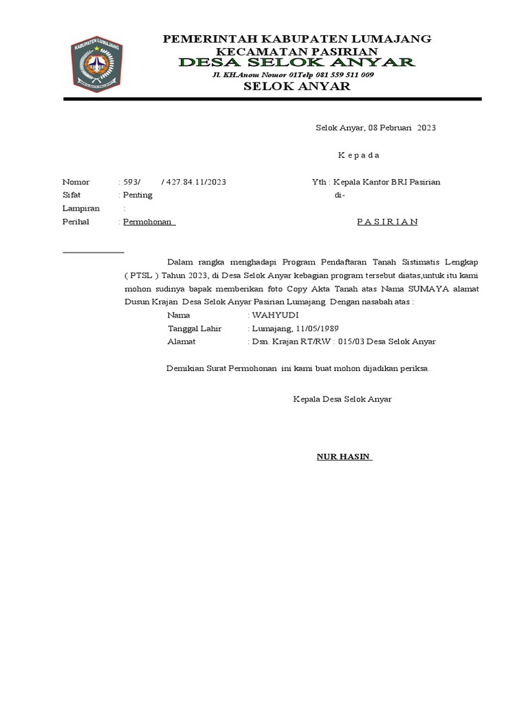 Surat Pengantar | PDF