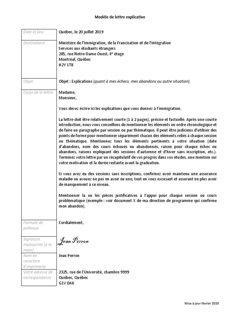 PDF Final - Modèle de Lettre Explicative v2 | PDF | Québec