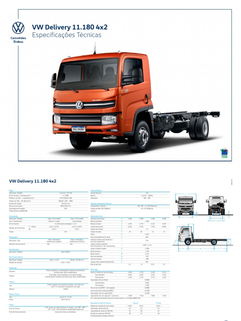 VW Delivery 11.180 4X2 | PDF | Eixo | Freio