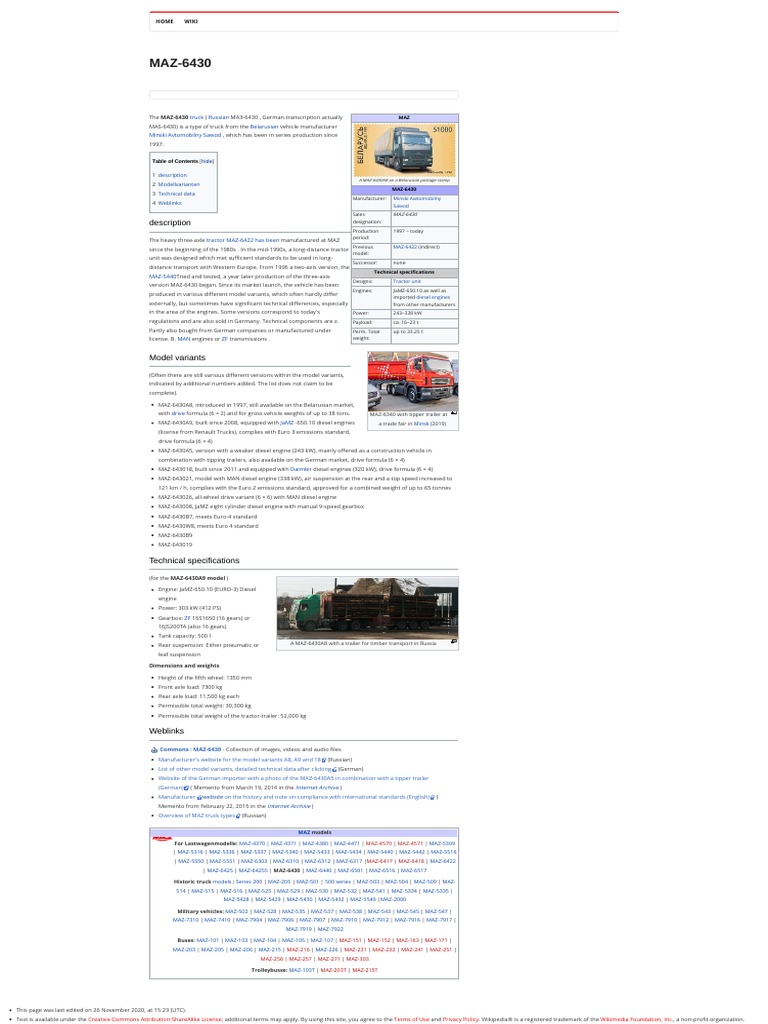 Maz 6430 | PDF | Truck | Vehicles