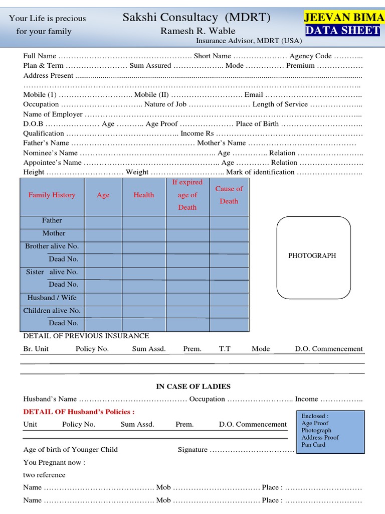 Sakshi Consultacy (MDRT) : Data Sheet | PDF