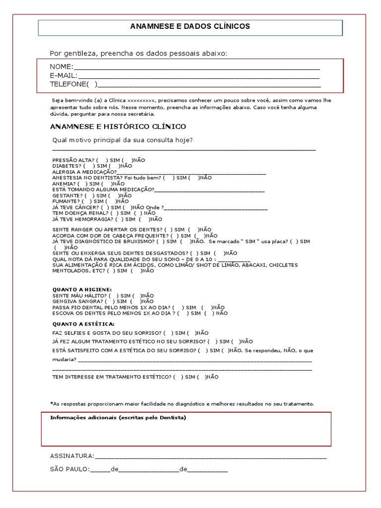 02 - Anamnese e Questionário | PDF