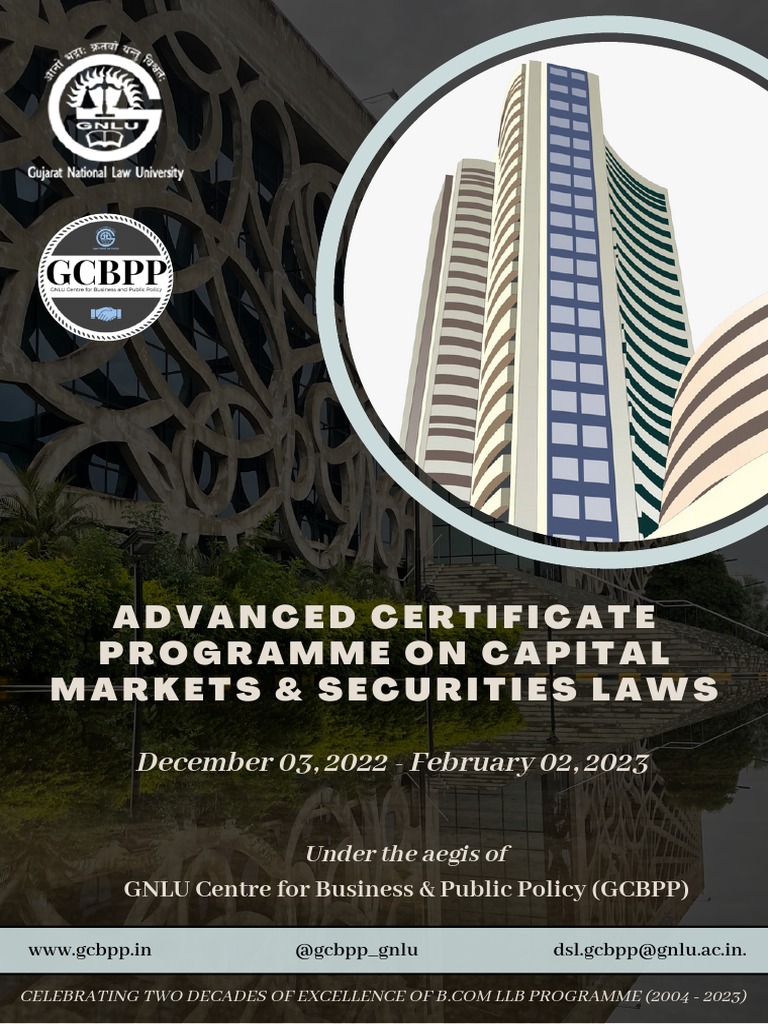 Advanced Certificate Programme On Capital Markets & Securities Laws ...