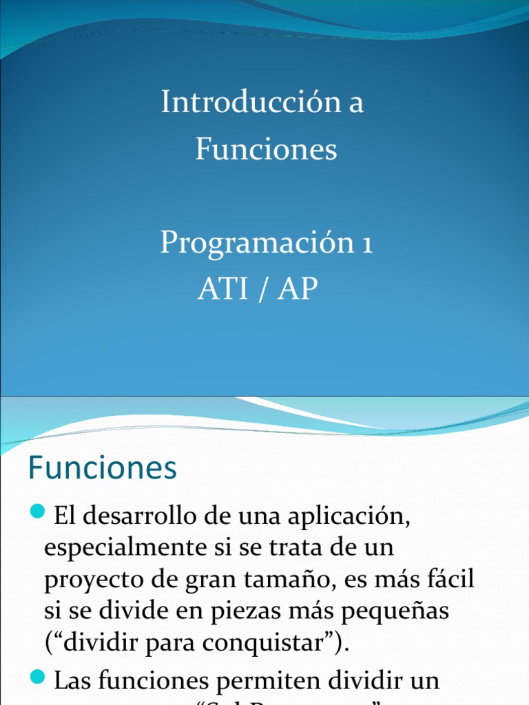 Introduccion Funciones | PDF | Programa de computadora | Programación