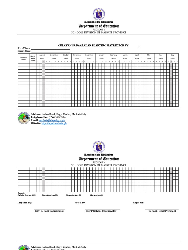GPP Planting Matrix Template PDF | PDF | Sowing | Vegetables