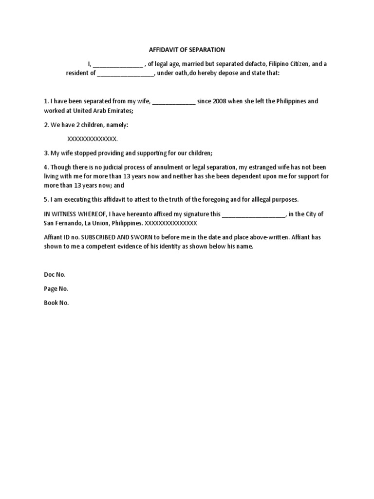 Affidavit of Separation-Sample1 | PDF