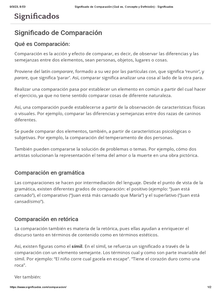 Significado de Comparación (Qué Es, Concepto y Definición ...