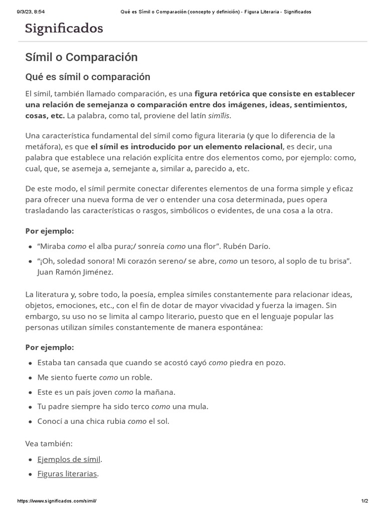 Qué Es Símil o Comparación (Concepto y Definición) - Figura Literaria ...