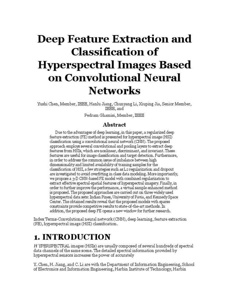 Deep Feature Extraction And Classification Of Hyperspectral Images