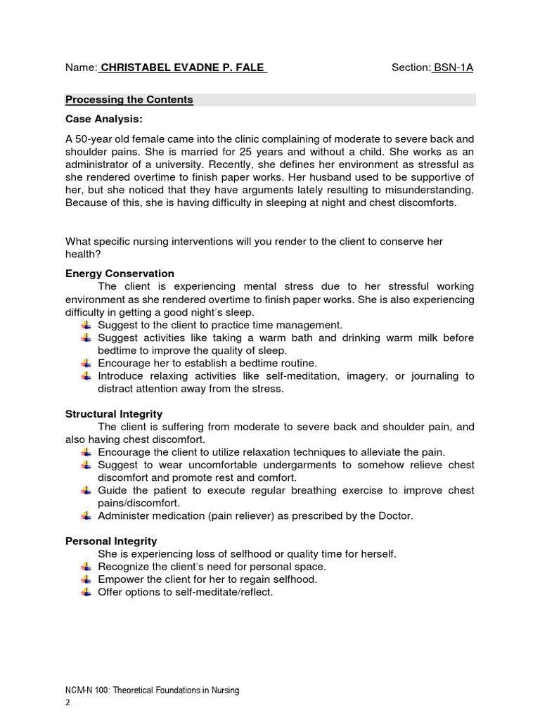 FALE, CE (BSN-1A) - Asynch Task - Levine PDF | PDF | Pain | Nursing