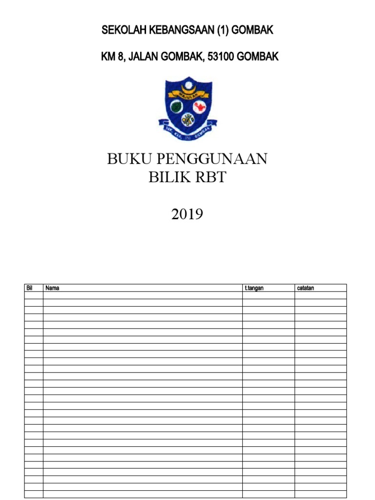 Cover Buku Penggunaan Bilik RBT 2019 | PDF