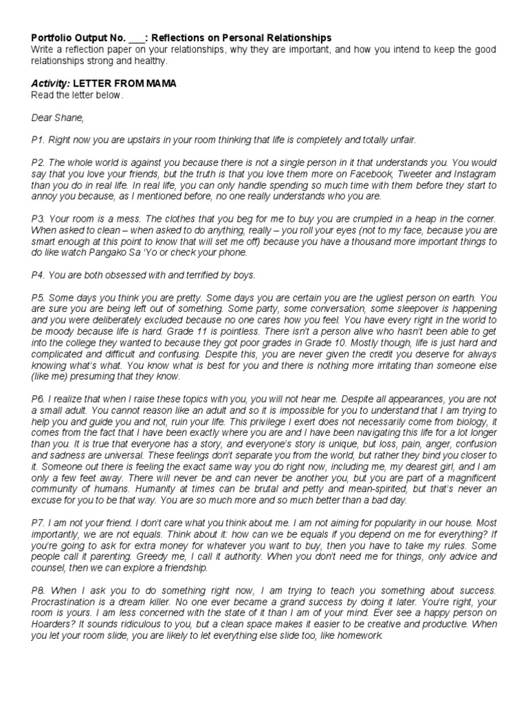 Reflections On Personal Relationships | PDF