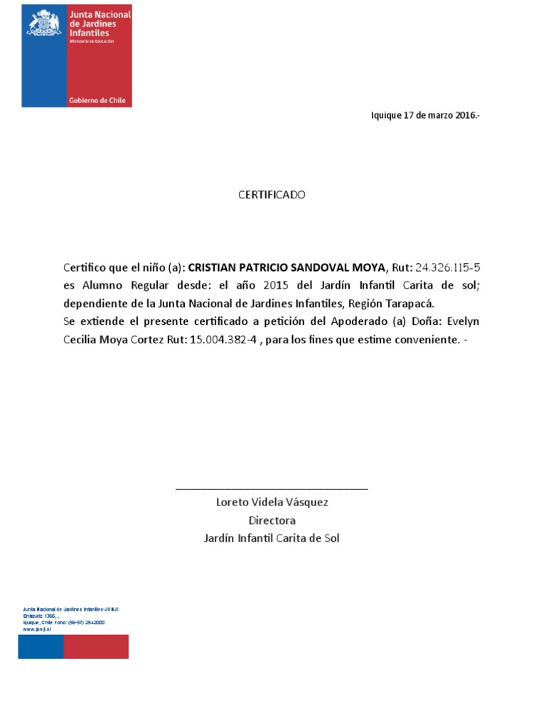 Formato Certificado Alumno Regular | PDF