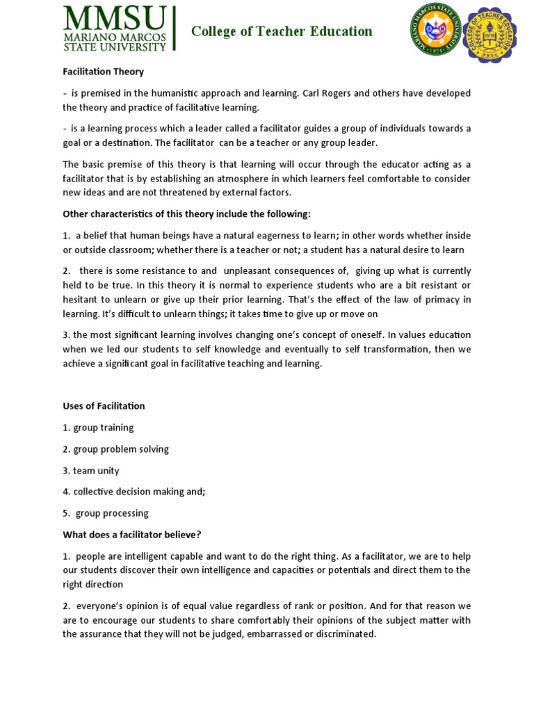 Facilitation Theory | PDF | Learning | Facilitator