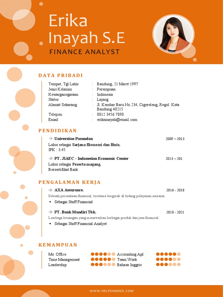 Contoh CV-10 | PDF | Karier & Perkembangan