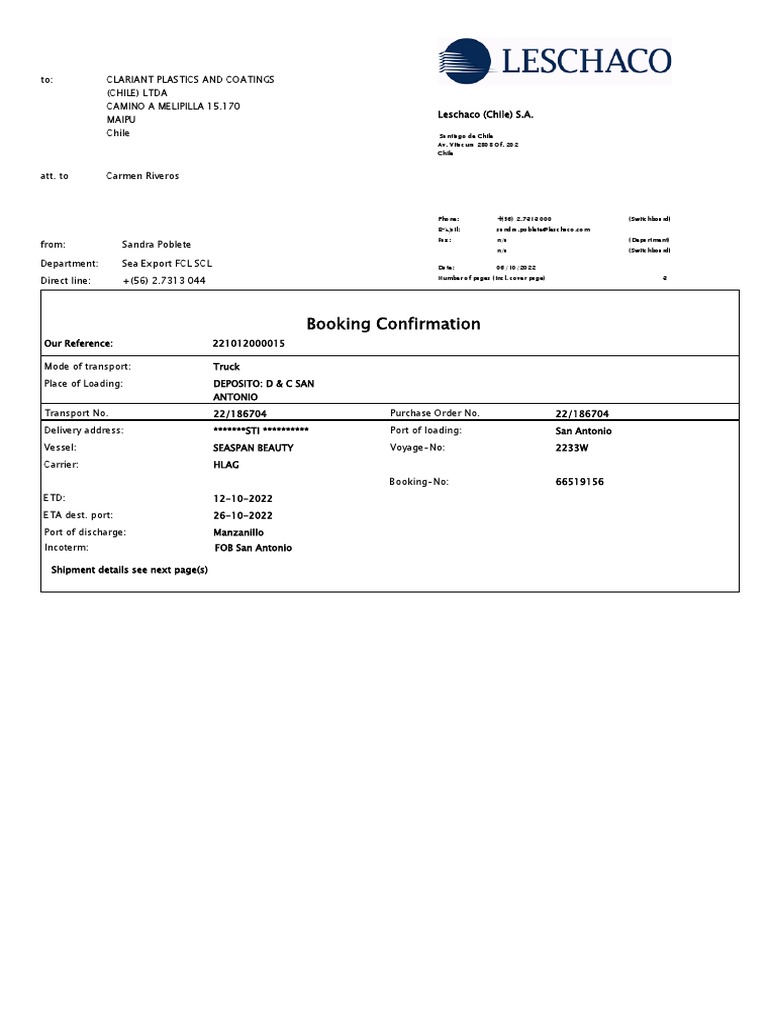 Booking Confirmation 221012000015 | PDF