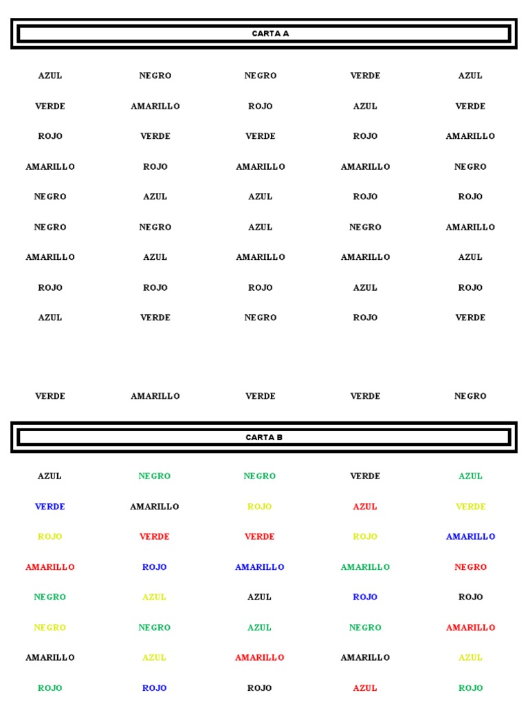 Tarjetas Stroop | PDF