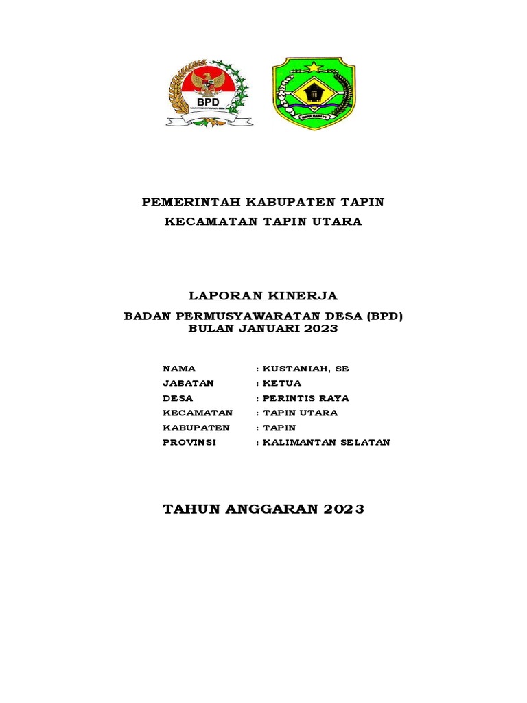 Contoh Laporan Bulanan BPD-1 | PDF