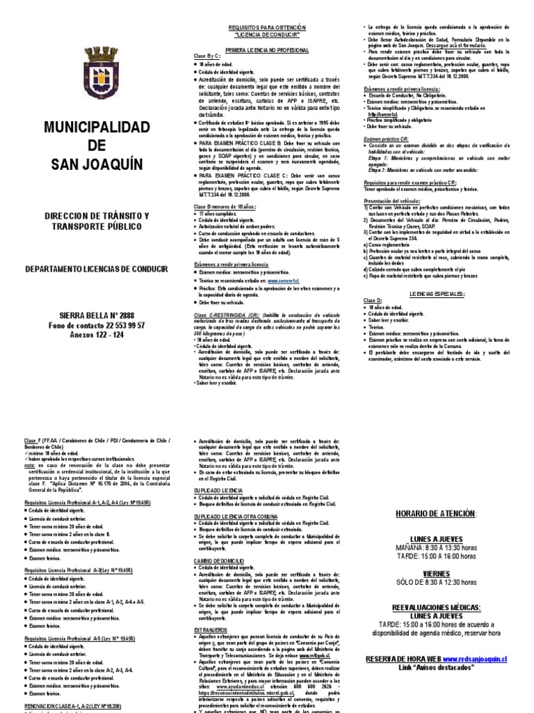 Triptico Transito Requisitos Licencias2020 | PDF | Licencia de conducir | Transporte