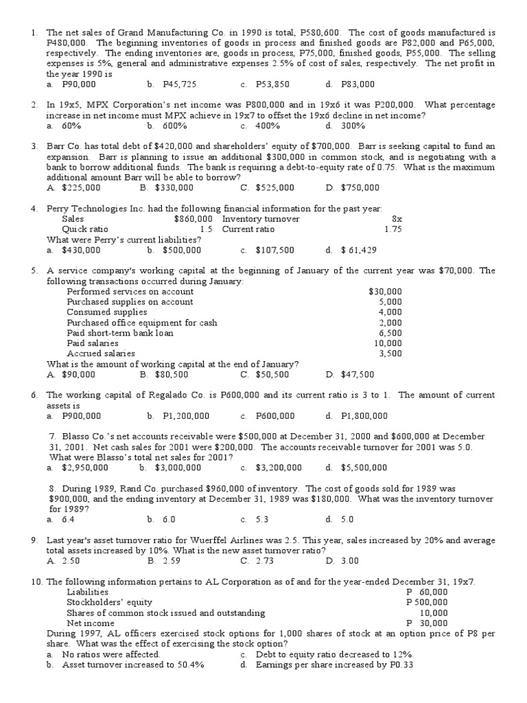 Fs Analysis MC Problems | Download Free PDF | Dividend | Return On Equity