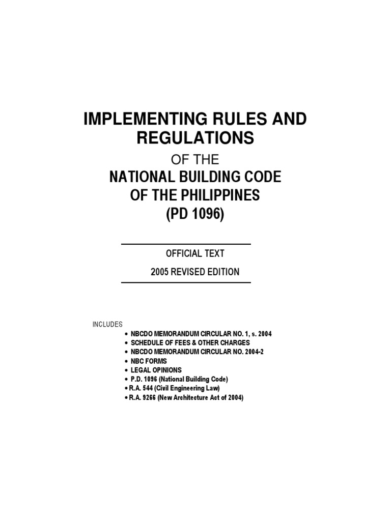 PD 1096 - National Building Code - IRR PDF | PDF | Specification (Technical Standard) | Engineer