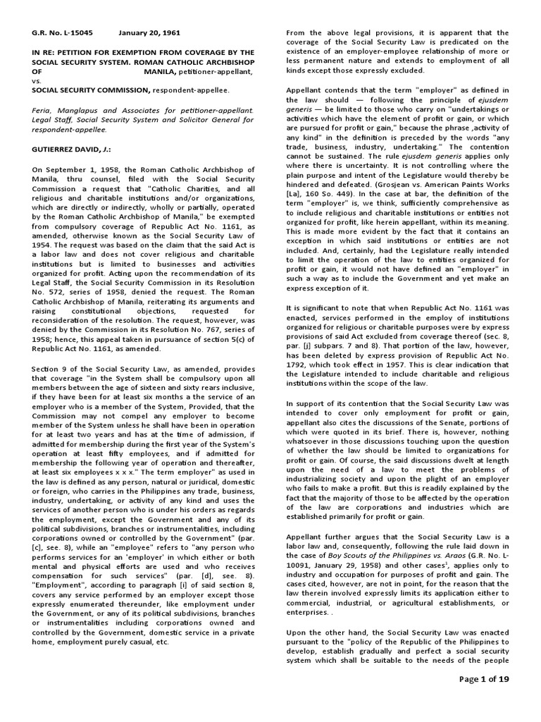 Social Legislation SSS Act Cases | PDF | Employment | Social Security ...