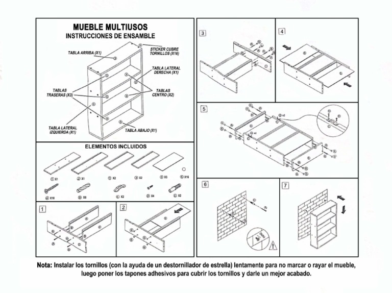 Mueble Multiusos Instrucciones de Ensamble | PDF