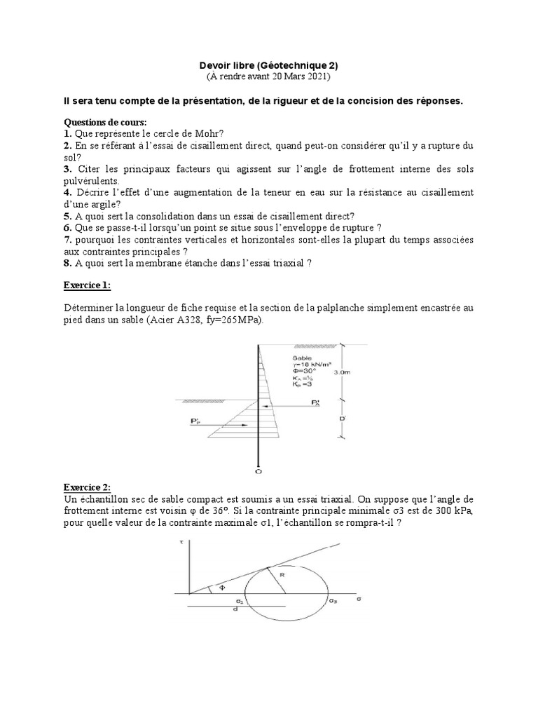 Exam G+®otechnique 2 | PDF