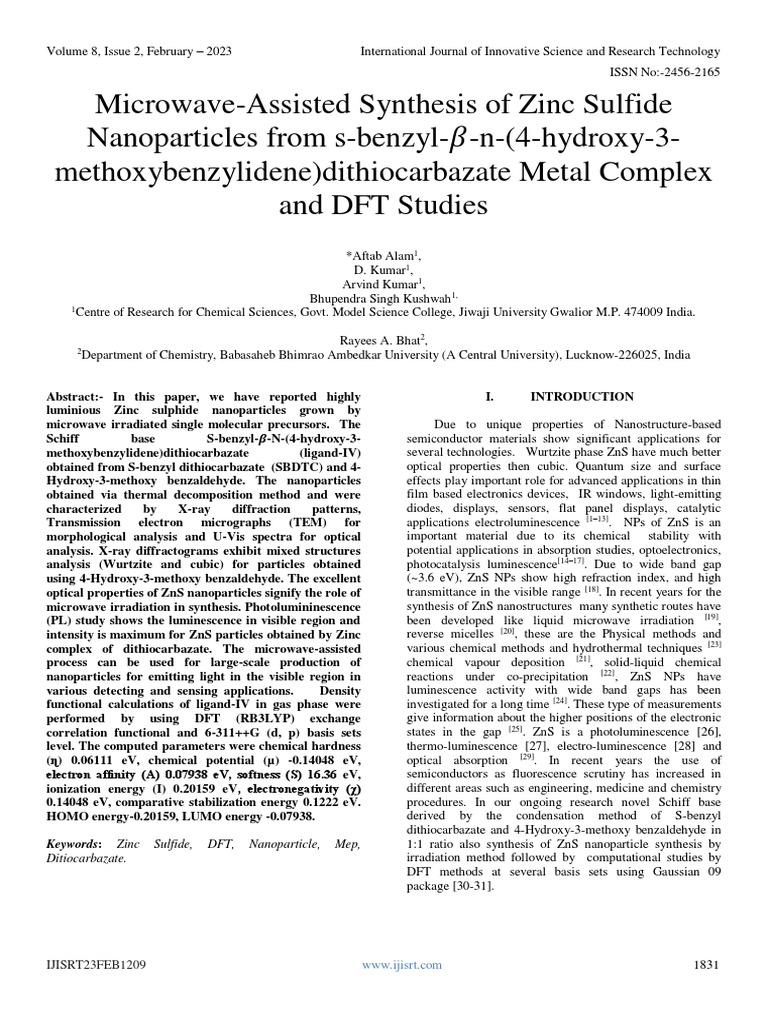 Microwave-Assisted Synthesis of Zinc Sulfide Nanoparticles From S ...