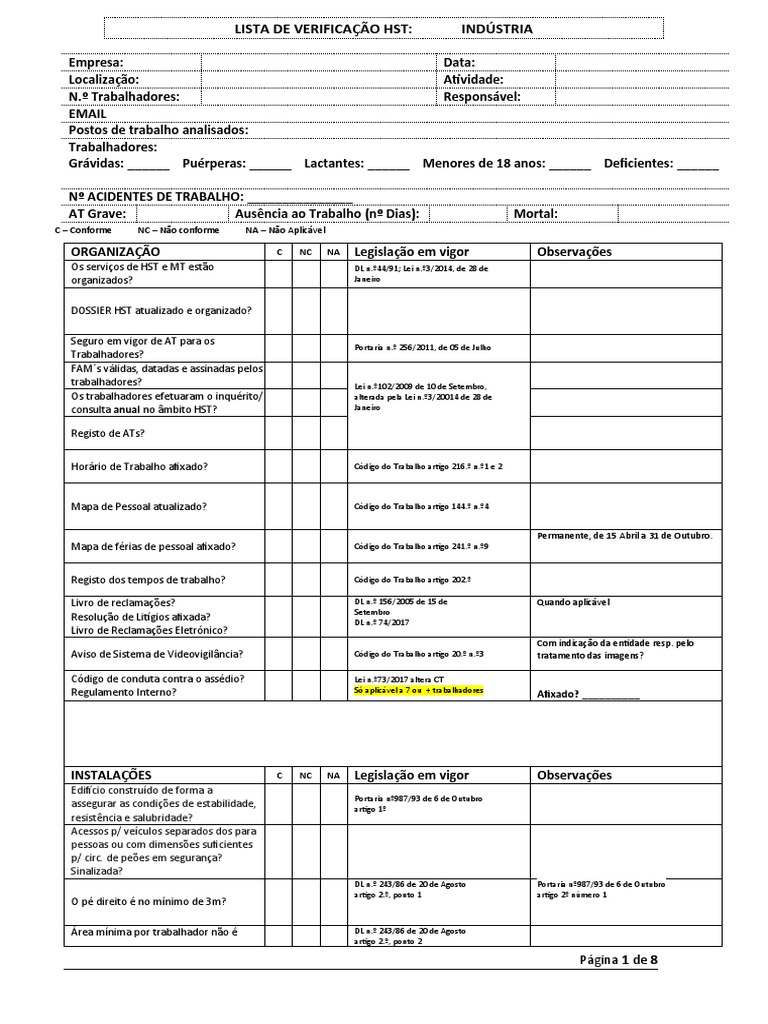 Lista de Verificação HST Indústria | PDF