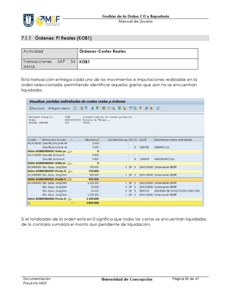 07_711 Ordenes PI Reales (KOB1) | PDF