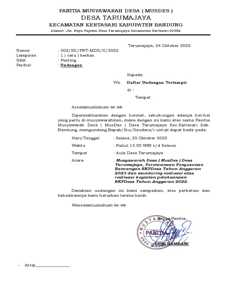 SURAT UNDANGAN MUSDES_093032 | PDF