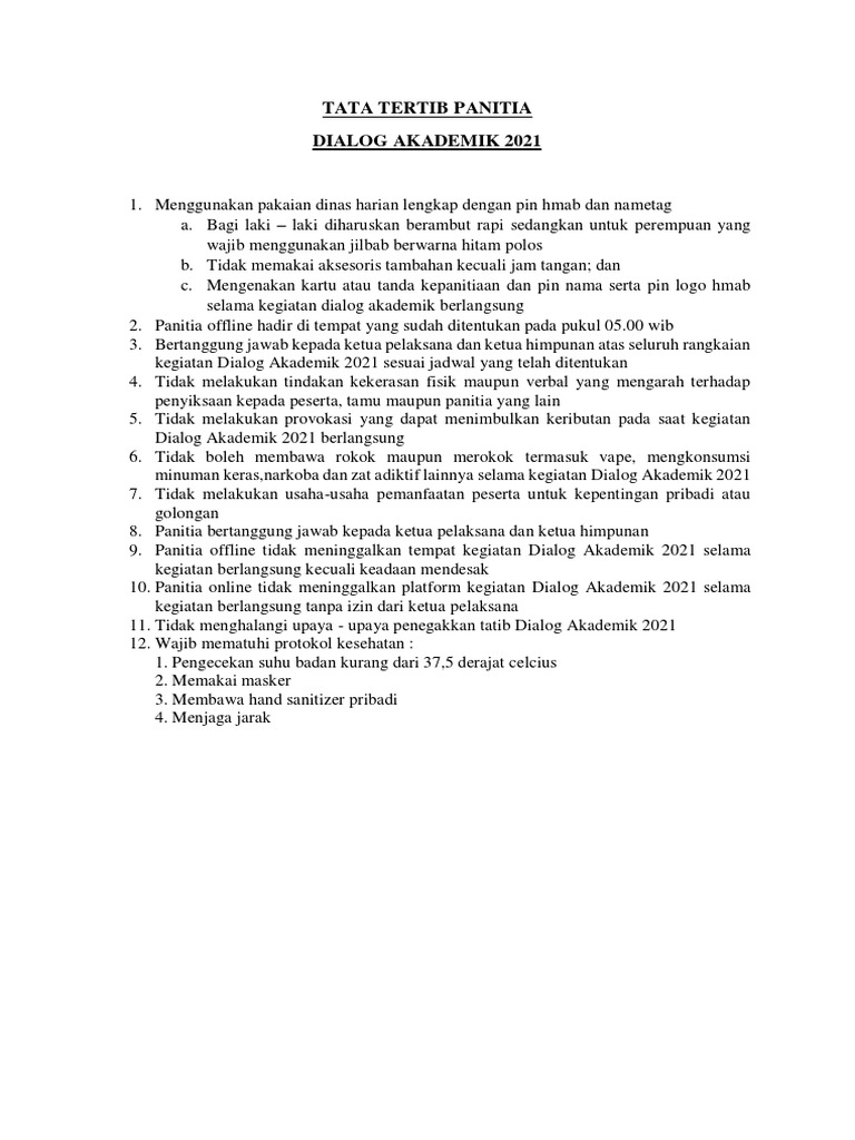 Tata Tertib Panitia | PDF