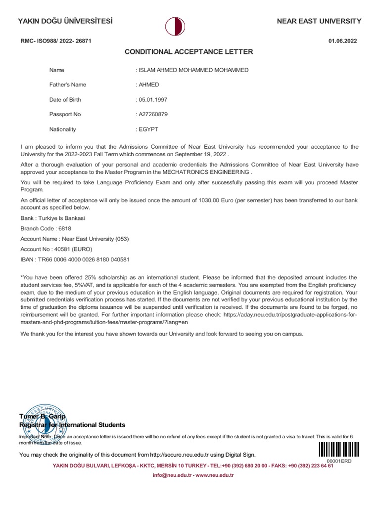 Acceptance Letter | PDF