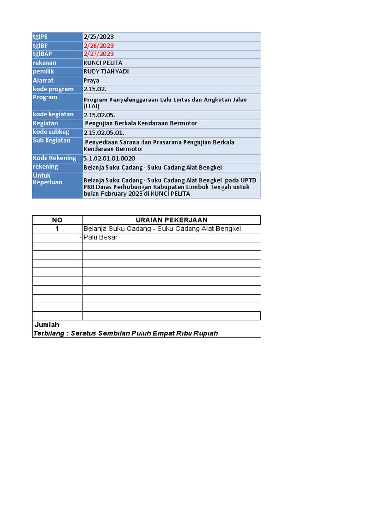 SPJ Barang Dan Jasa Template | PDF