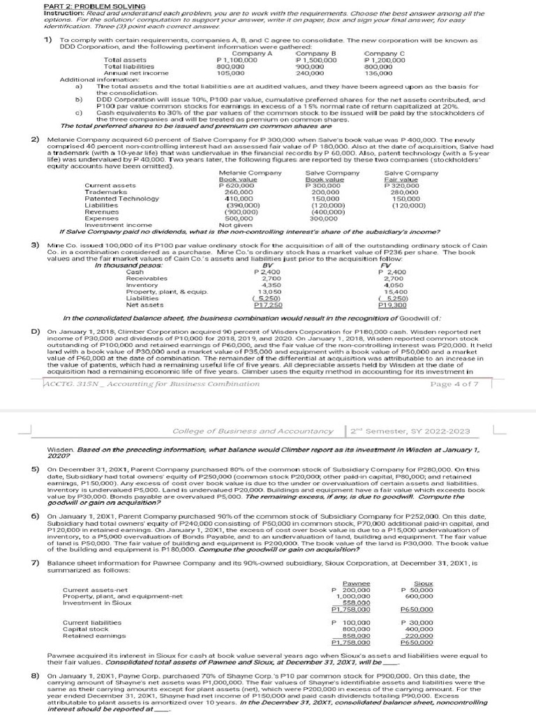 Acctg. 315N 1te Problem | PDF