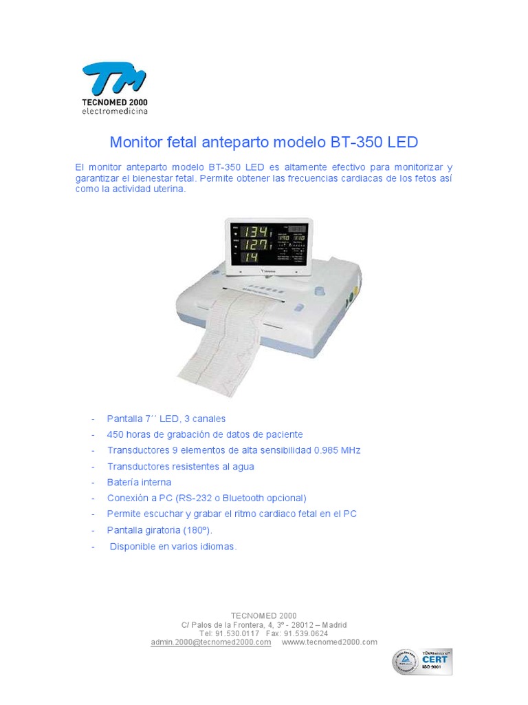 Monitor Fetal BT-350 LED para Anteparto | PDF | Ultrasonido | Frecuencia