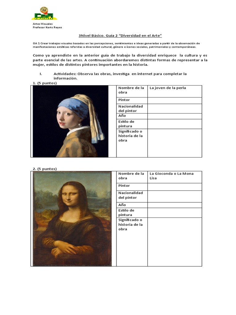 Guía 2 Arte 3NB Diversidad en El Arte 2 | PDF | Pinturas | Las artes